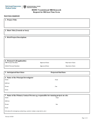 Fillable Online Request for MR Scan Time Form. Request for MR Scan Time ...