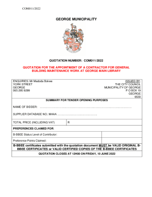 Fillable Online GEORGE MUNICIPALITY DIRECTORATE Fax Email Print - pdfFiller