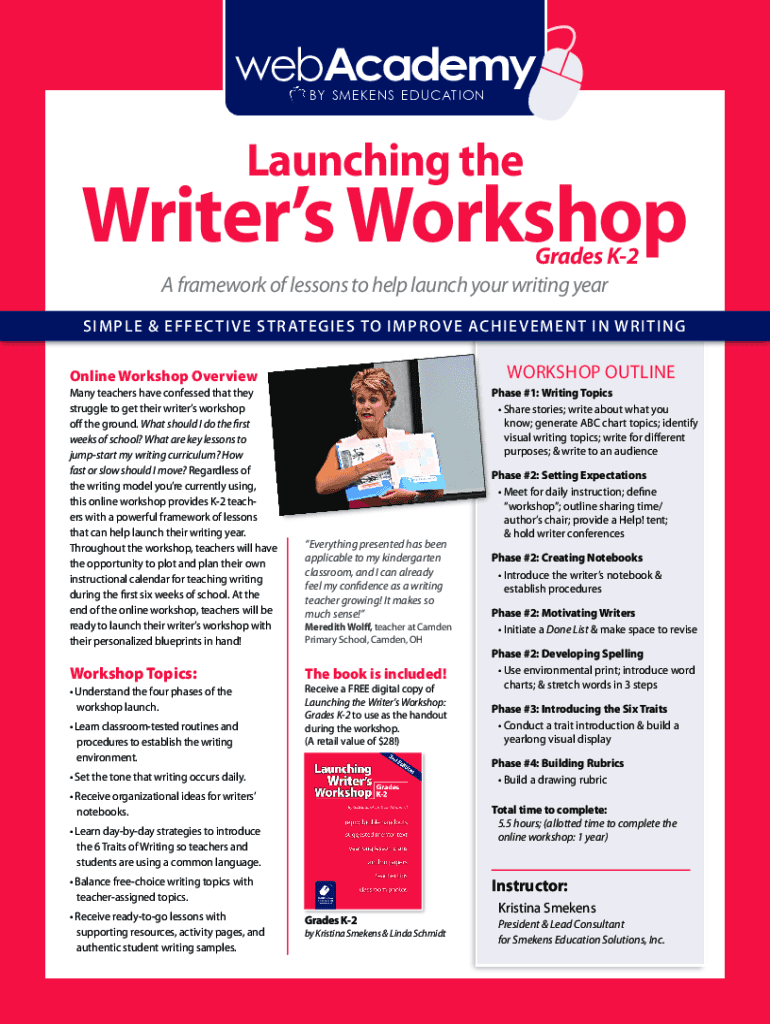 Fillable Online Launching the Writer's Workshop: Grades K-2 Fax Email ...