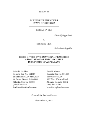 Fillable Online IN THE SUPREME COURT STATE OF GEORGIA EDIBLE IP ... Fax ...
