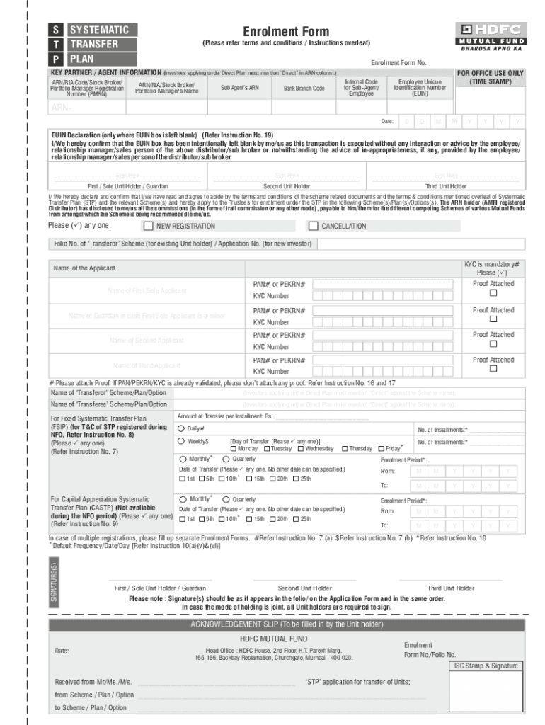 Fillable Online systematic transfer plan (stp) enrolment form - UTIITSL Fax Email Print - pdfFiller