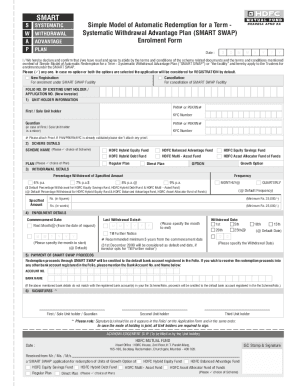 Fillable Online Systematic Withdrawal Advantage Plan (SMART SWAP) Form ...