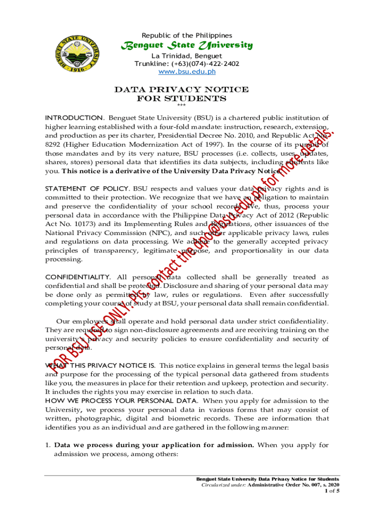 Fillable Online Benguet State University - Courses in the Philippines ...