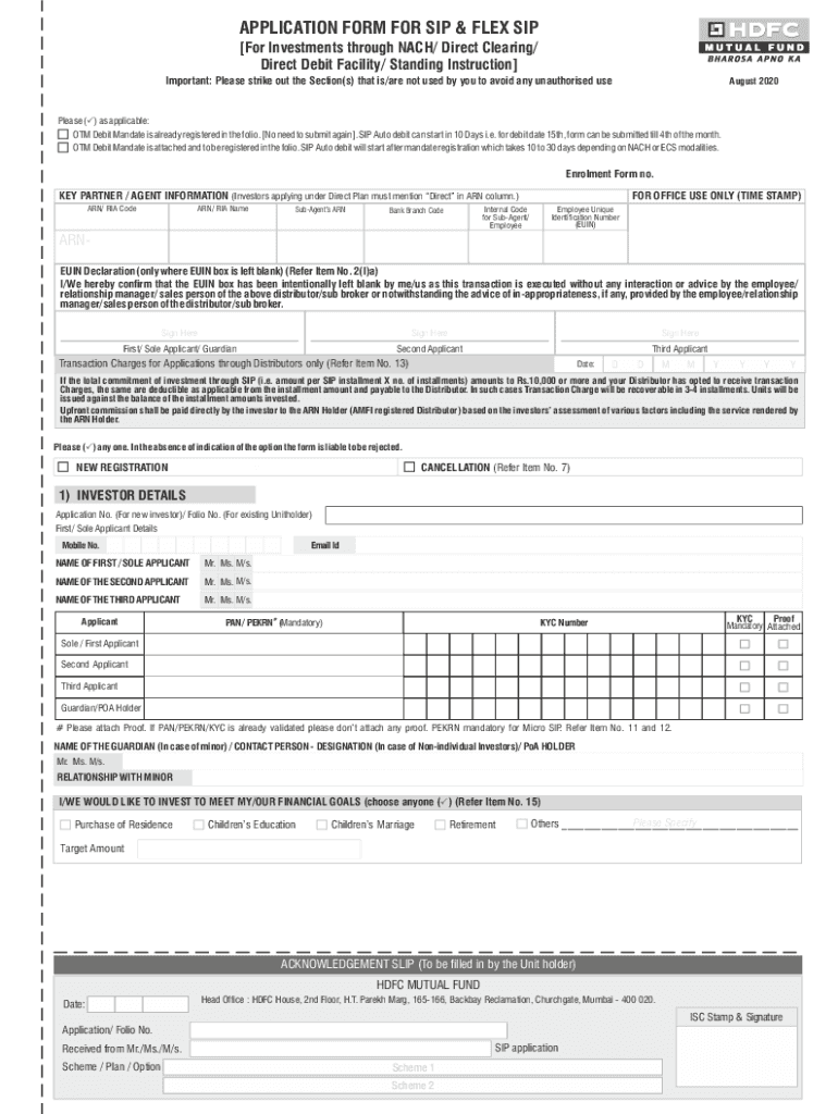 Fillable Online Sip Form Debt 070820cdr This Is Hdfc Mf Files Bucket