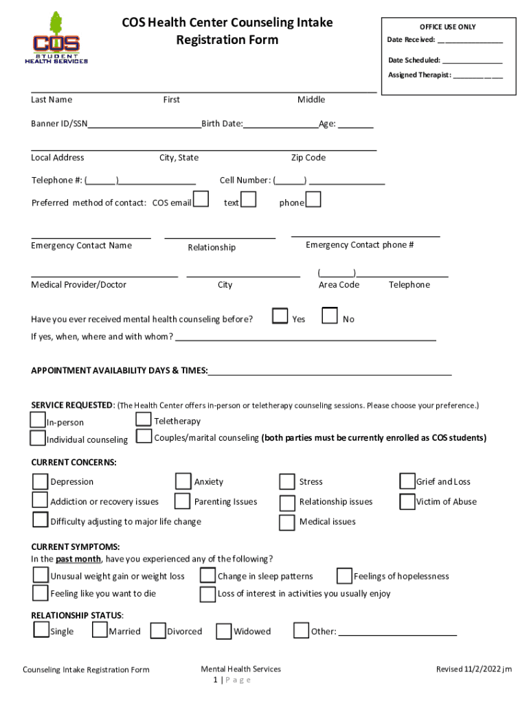 Fillable Online individual intake form - New Horizons Center for ...
