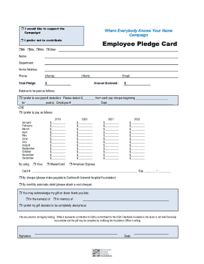 Fillable Online Employee Pledge Card - NET Fax Email Print - pdfFiller
