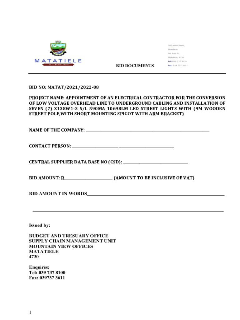 Fillable Online TENDER NOTICES Bids are hereby invited from suitably ...