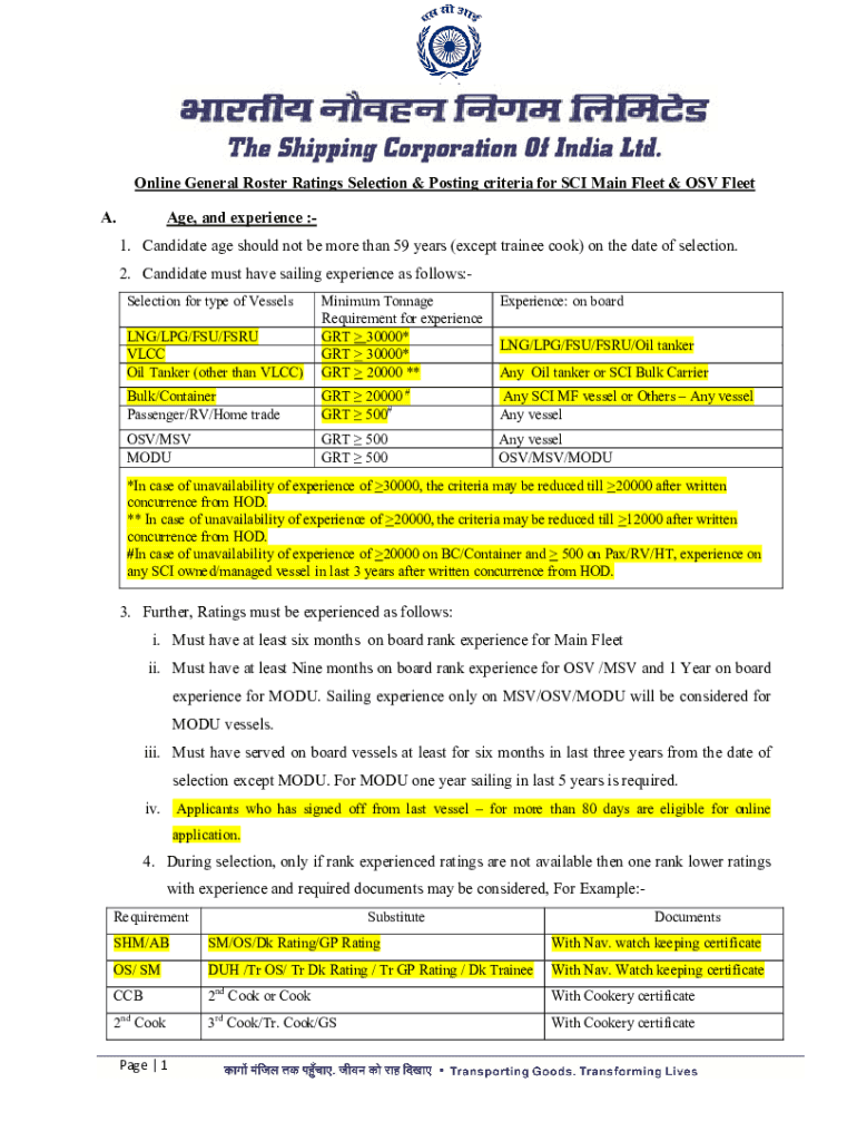 Fillable Online Vacancies Available For General Roster Ratings In SCI Fax Email Print - pdfFiller