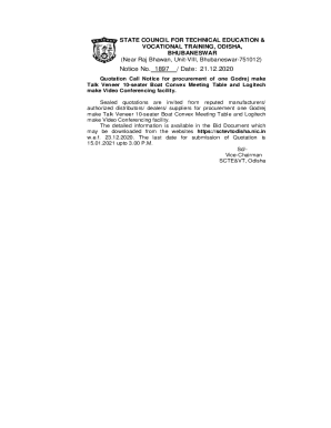 Fillable Online sctevtodisha nic Quotation Call Notice for procurement ...