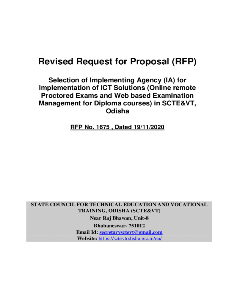 Fillable Online sctevtodisha nic Revised Request for Proposal (RFP) - SCTEVT Fax Email Print ...