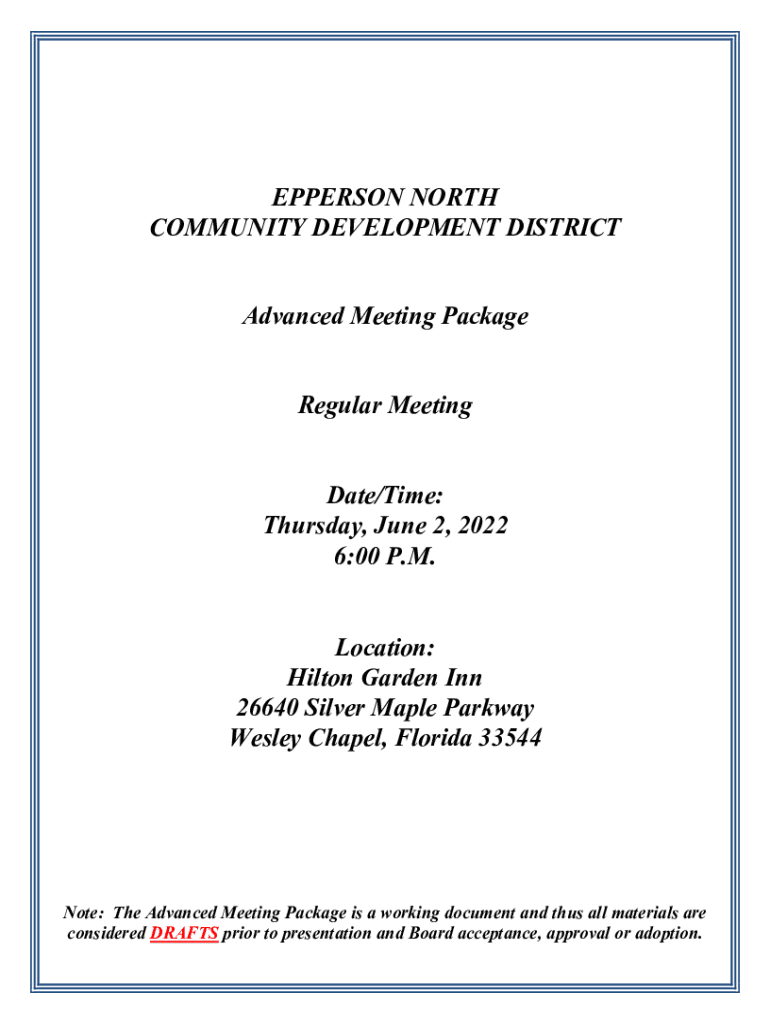 Fillable Online Epperson North Community Development District - AWS Fax ...