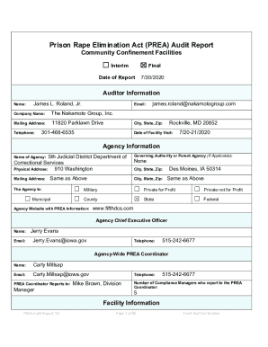 Fillable Online Final PREA Audit Report Fresh Start for Women Facility ...