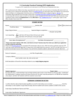 Fillable Online CPT Application Process - International Student Services Fax Email Print - pdfFiller