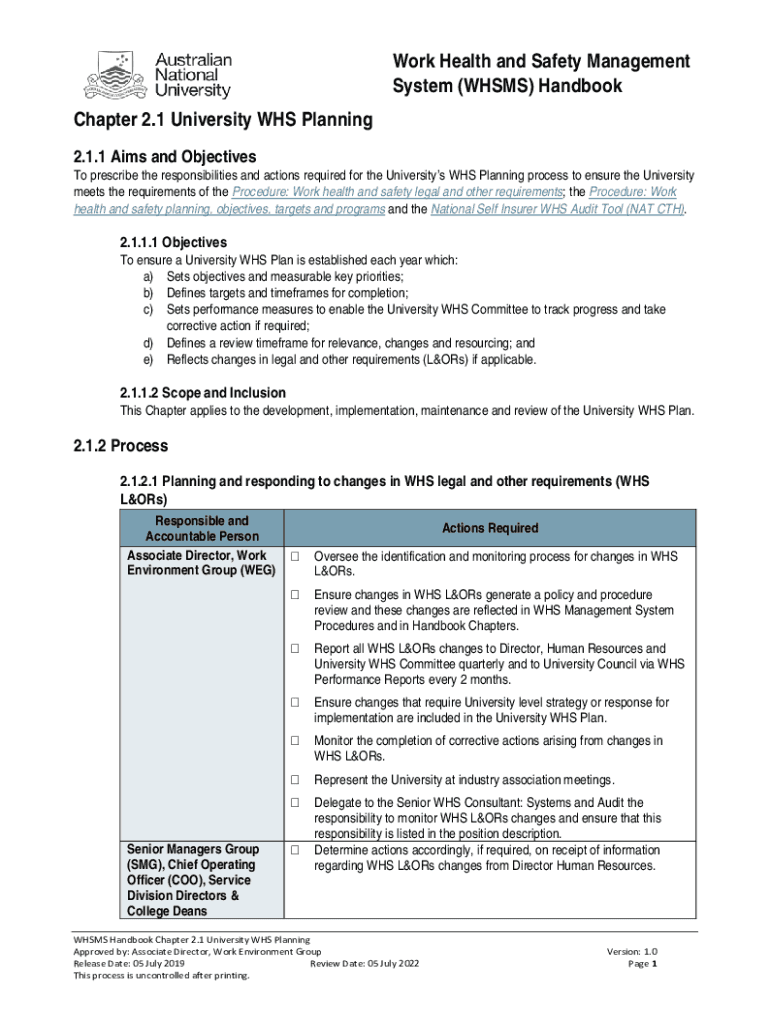 Fillable Online Work Health & Safety Management System Manual Fax Email ...