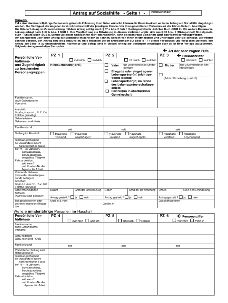 Fillable Online Antrag auf Leistungen nach dem AsylblGSeite 1 Fax Email Print - pdfFiller