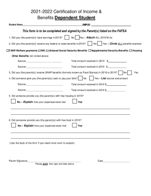 Fillable Online 2021-2022 INCOME VERIFICATION FORM Student Name Fax Email Print - pdfFiller