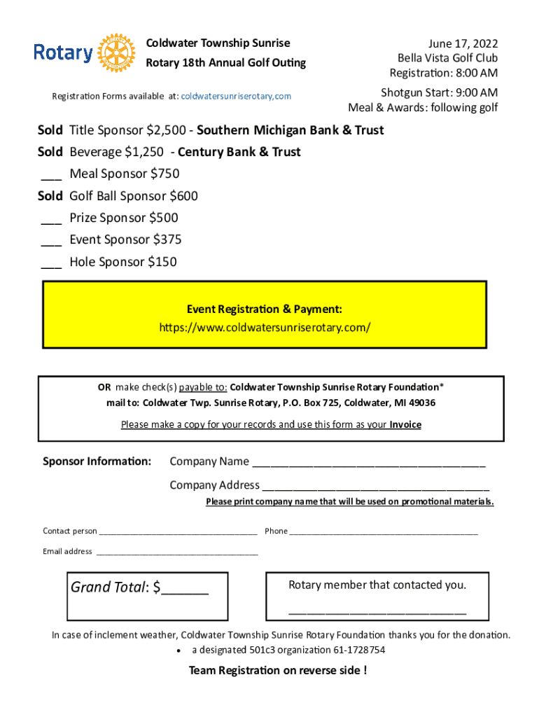 Fillable Online Rotary Club of Coldwater Township Sunrise Photo Gallery Fax Email Print - pdfFiller