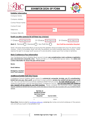 Fillable Online ISAAC Cancun Exhibitor Sign-Up Form Fax Email Print ...