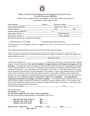 Fillable Online Before and Afterschool Care Registration Form Template ...