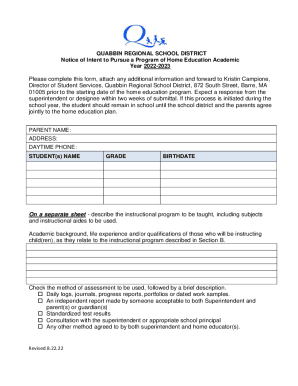 Fillable Online home school form.doc Fax Email Print - pdfFiller