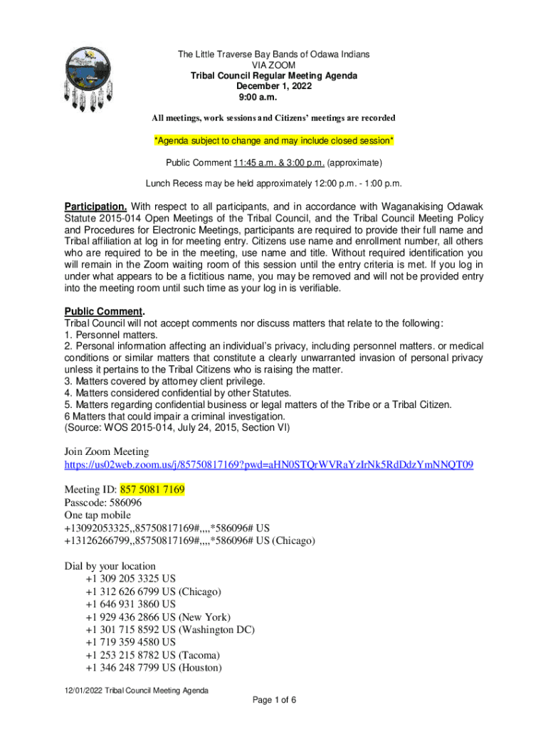 Fillable Online Little Traverse Bay Bands of Odawa Indians Government ...