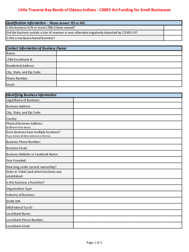 Fillable Online Little Traverse Bay Bands of Odawa Indians - CARES Act ...