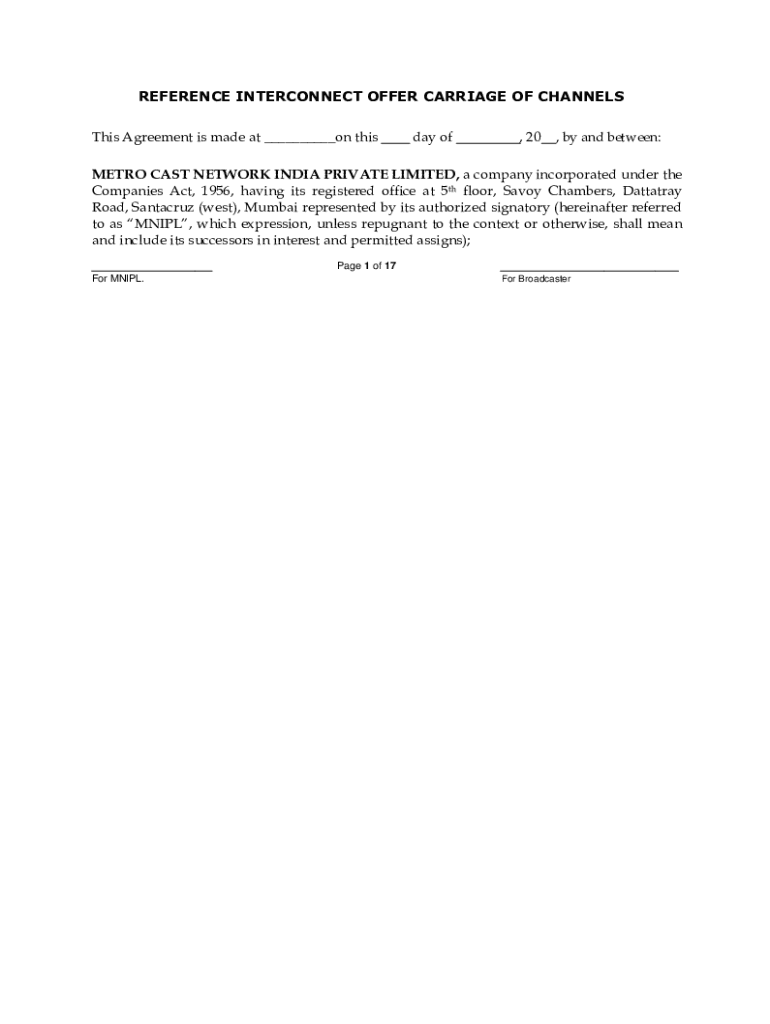 Fillable Online Channel Placement Agreement - NDTV.com Fax Email Print - pdfFiller