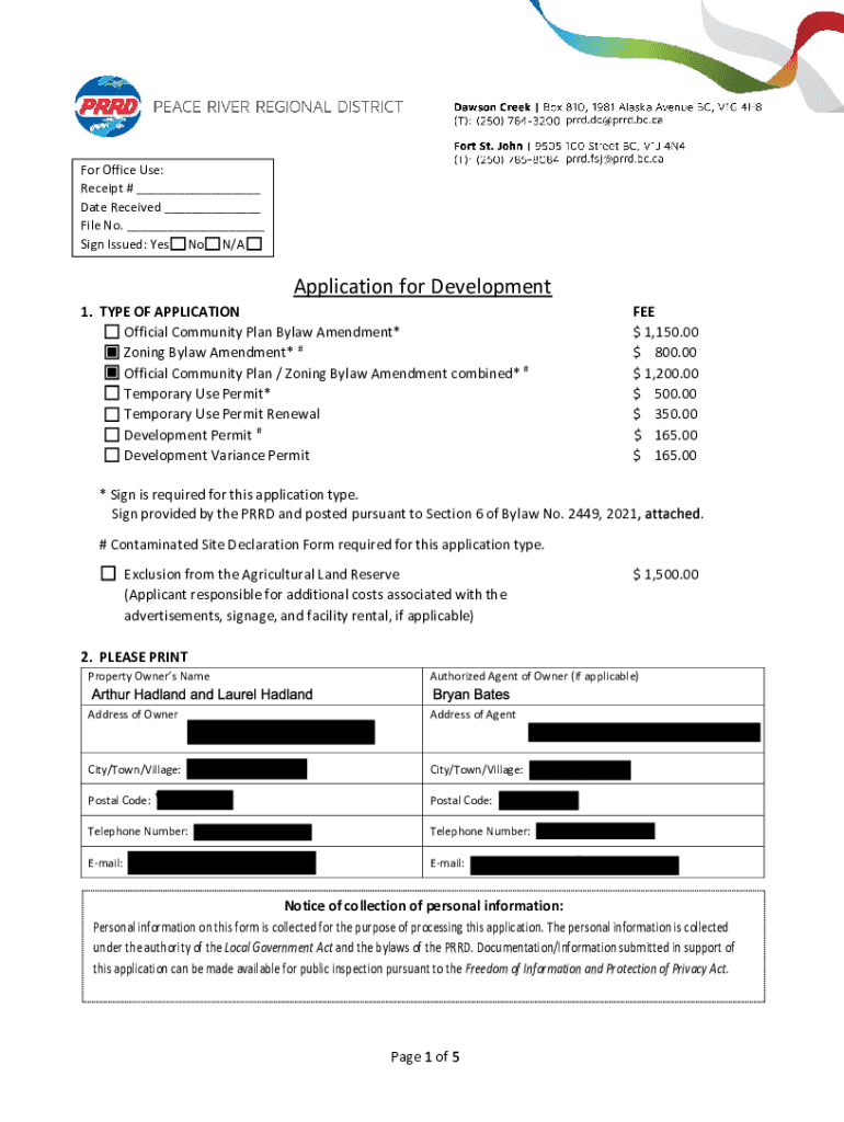 Fillable Online prrd bc PRRD-Development-Application-Form-Hadland.pdf ...