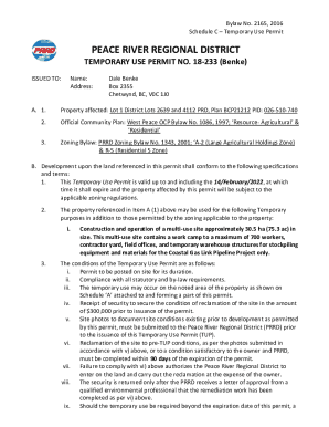 Fillable Online prrd bc Temporary Use Permit Report - Peace River ...