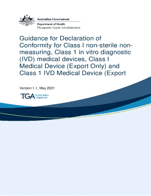 Fillable Online TGA Declaration of Conformity for Class I Medical ...