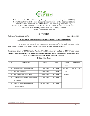 Fillable Online Installation of DX units at NIFTEM campus. Fax Email ...
