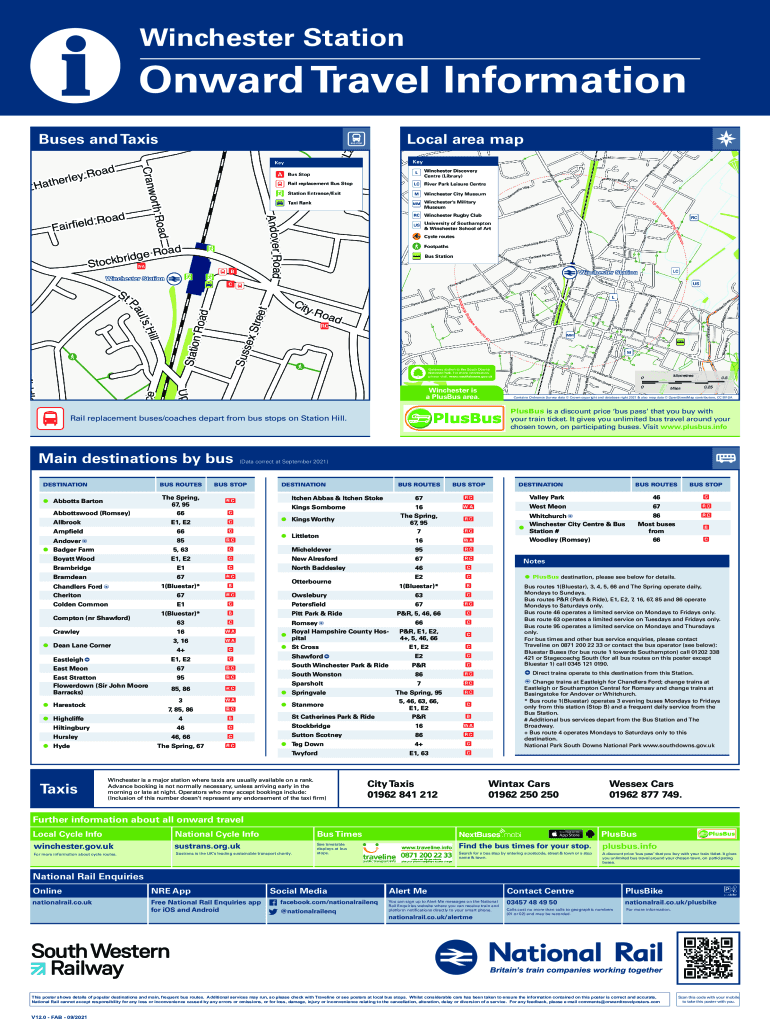 Fillable Online Winchester Station - Local area map Buses and Taxis ...
