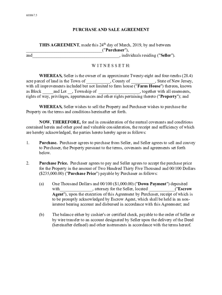 Fillable Online purchase and sale agreement Fax Email Print - pdfFiller