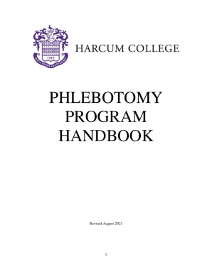 Fillable Online PHLEBOTOMY PROGRAM HANDBOOK Fax Email Print - pdfFiller