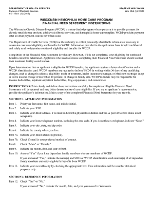 Fillable Online dhs wisconsin Wisconsin Hemophilia Home Care Program ...