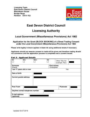 Fillable Online Current licensing applications - East Devon District ...