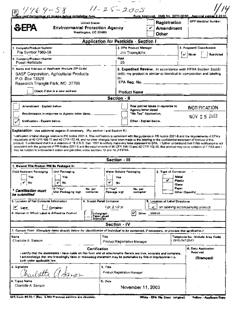 Fillable Online U.S. EPA, Pesticide Product Label, BASF POAST HERBICIDE ...