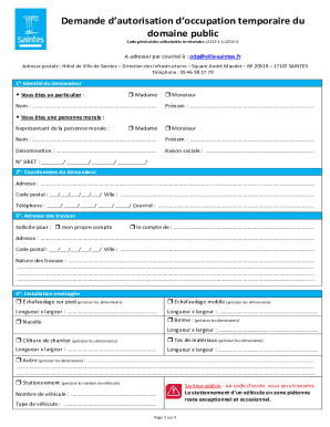 Fillable Online Demande d'autorisation d'occupation du domaine public Fax Email Print - pdfFiller
