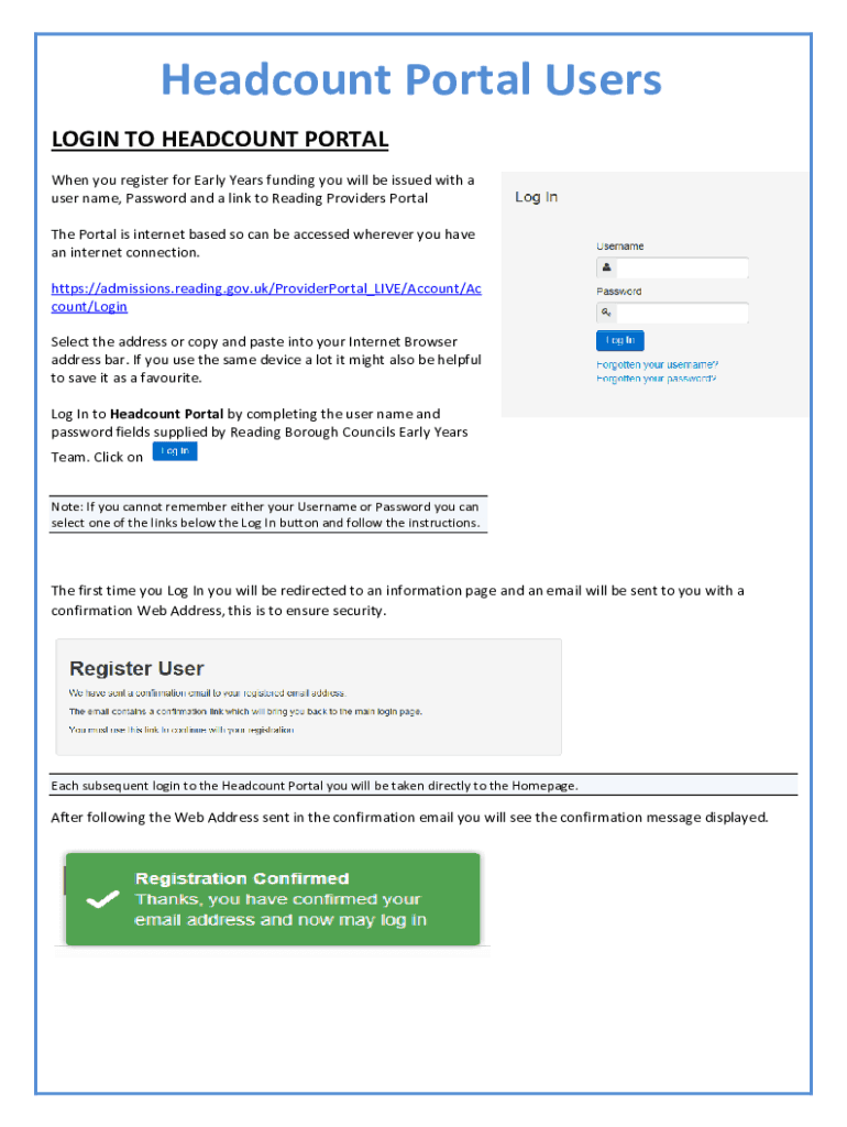 Fillable Online Headcount Portal Users - Reading Borough Council Fax ...