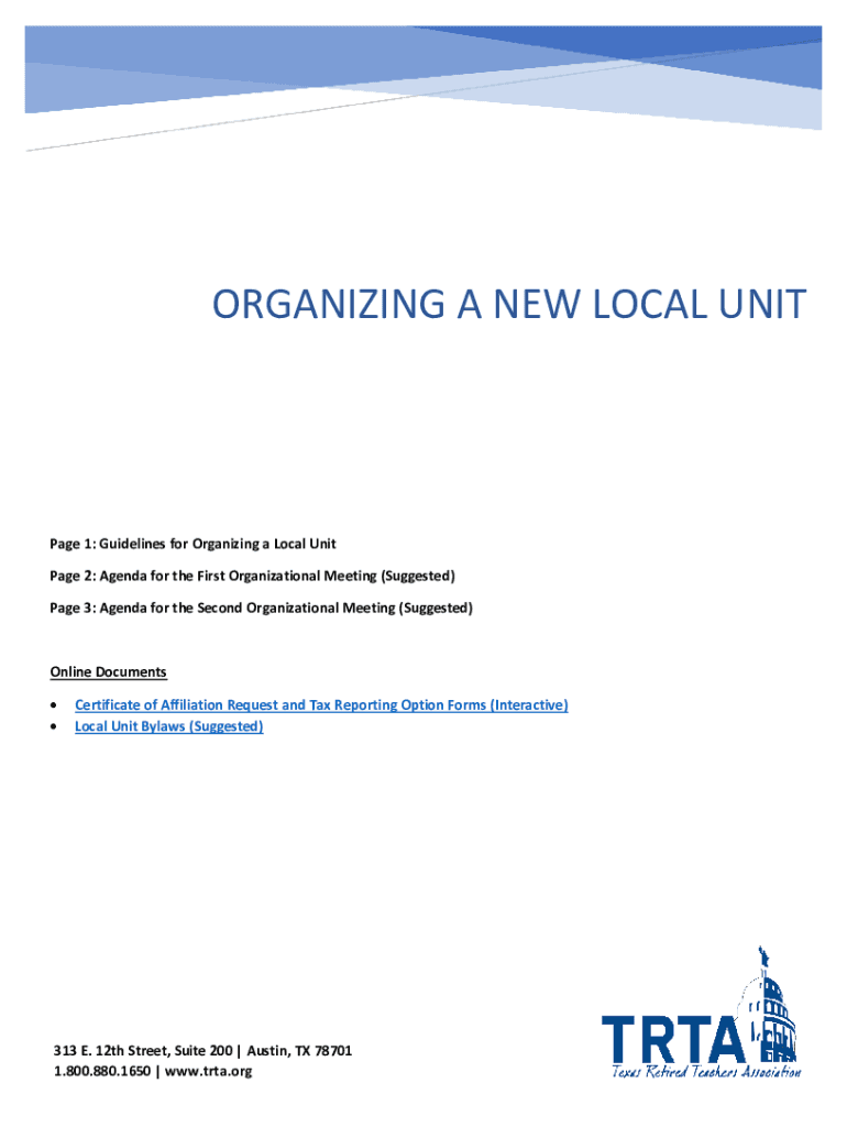 Fillable Online Organizing a new local unit Fax Email Print - pdfFiller