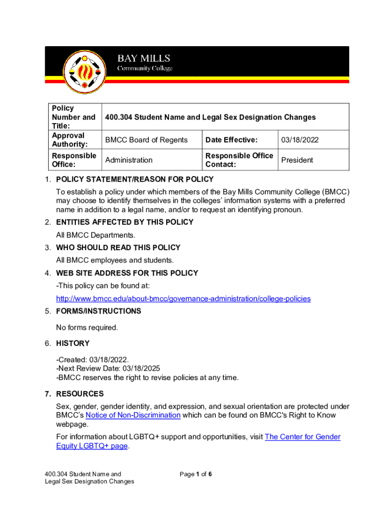 Fillable Online 304 Student Name and Legal Sex Designation Changes Fax Email Print - pdfFiller