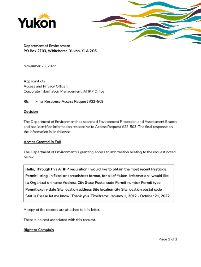 Fillable Online Submit an ATIPP requestGovernment of Yukon Fax Email Print - pdfFiller