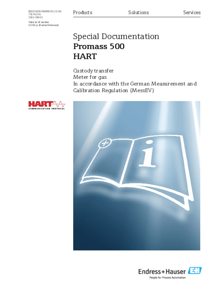 Fillable Online Promass 500 HART. Special Documentation; Promass 500 ...
