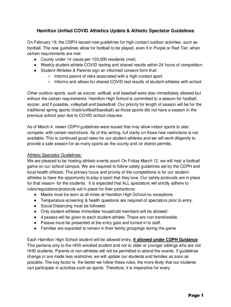 Fillable Online Return to Play Guidelines - Special Olympics Hamilton ...