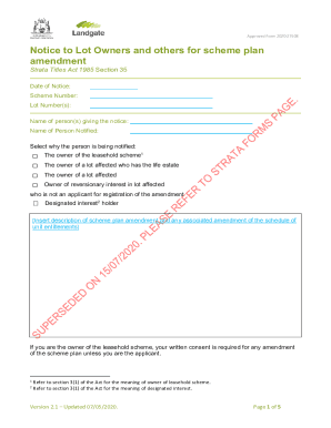 Fillable Online Notice to Lot Owners and others for scheme plan ...