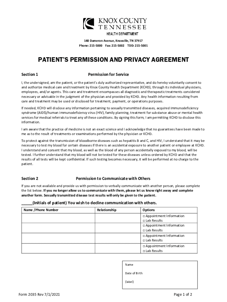 Fillable Online PPA Form ENG 2035 rev 07012019 Patient's Permission and ...