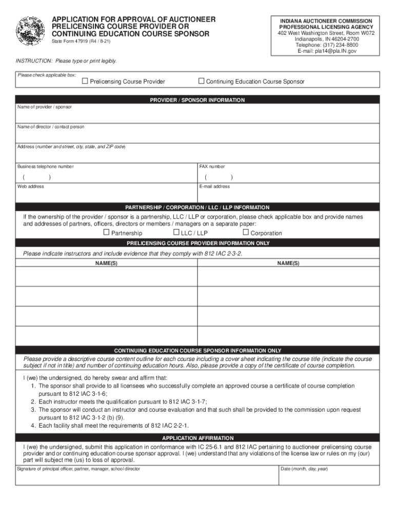 Fillable Online forms in APPLICATION FOR APPROVAL OF AUCTIONEER ...