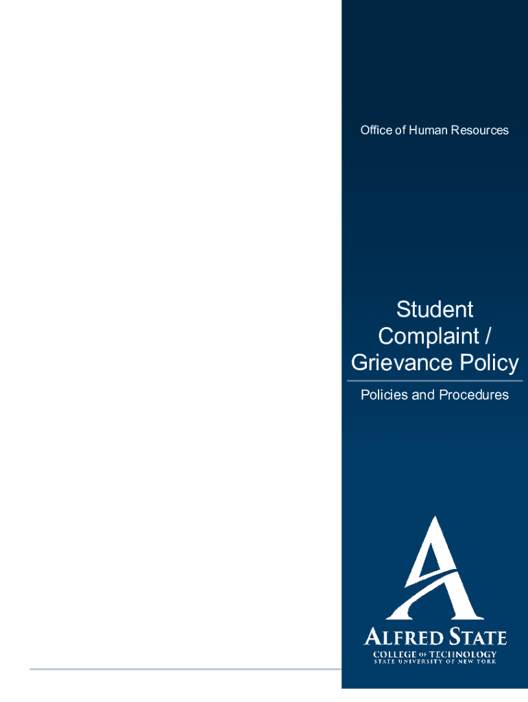 Fillable Online Student Complaint / Grievance Policy - Alfred State Fax ...