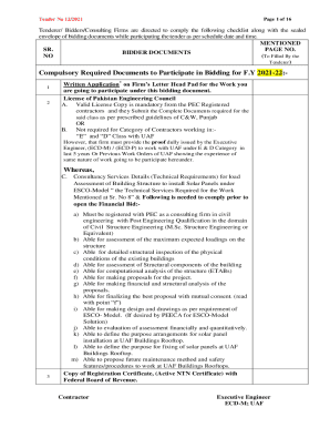 Fillable Online envelope of bidding documents while participating the tender as per schedule ...