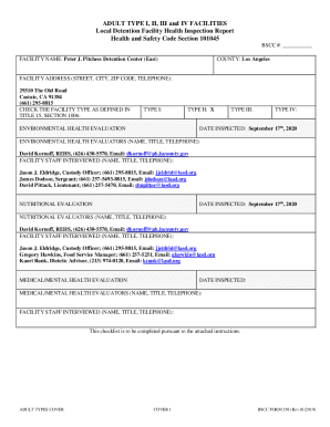 Fillable Online Local Detention Facility Health Inspection Report Fax ...